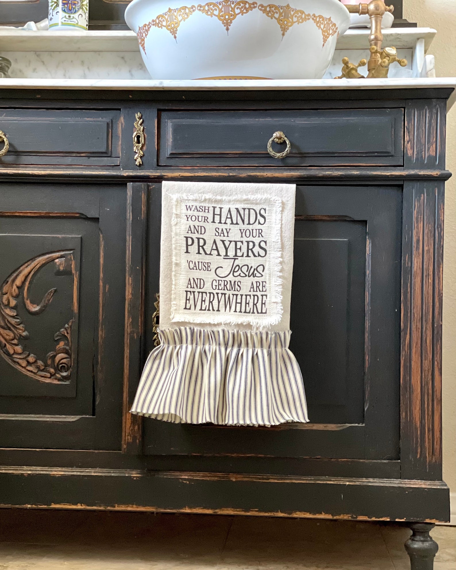 Unique Bathroom Towel W Ruffles,ivory,kitchen Towel,funny Saying Towel ...