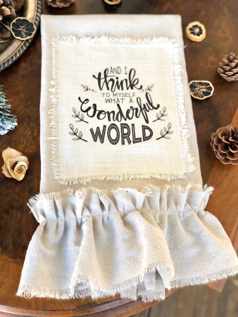 Unique Kitchen Towels W Rufflesivorybathroom Towelfunny | Etsy