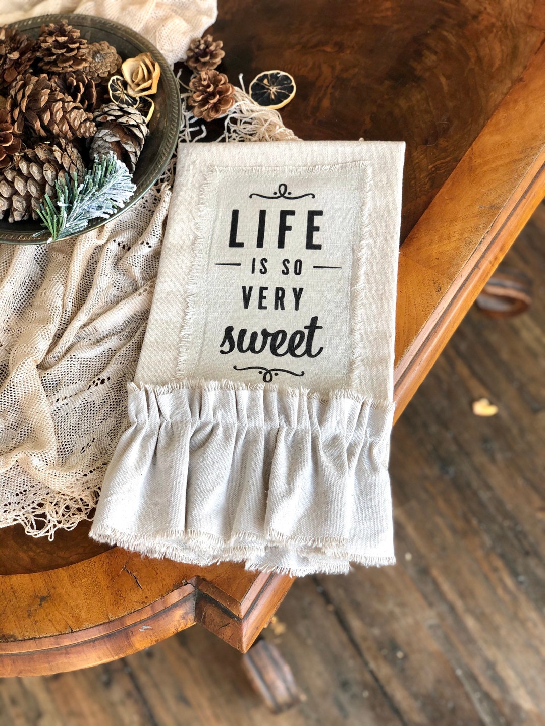 Unique Kitchen Towels W Ruffles,ivory,bathroom Towel,funny Saying Towel ...