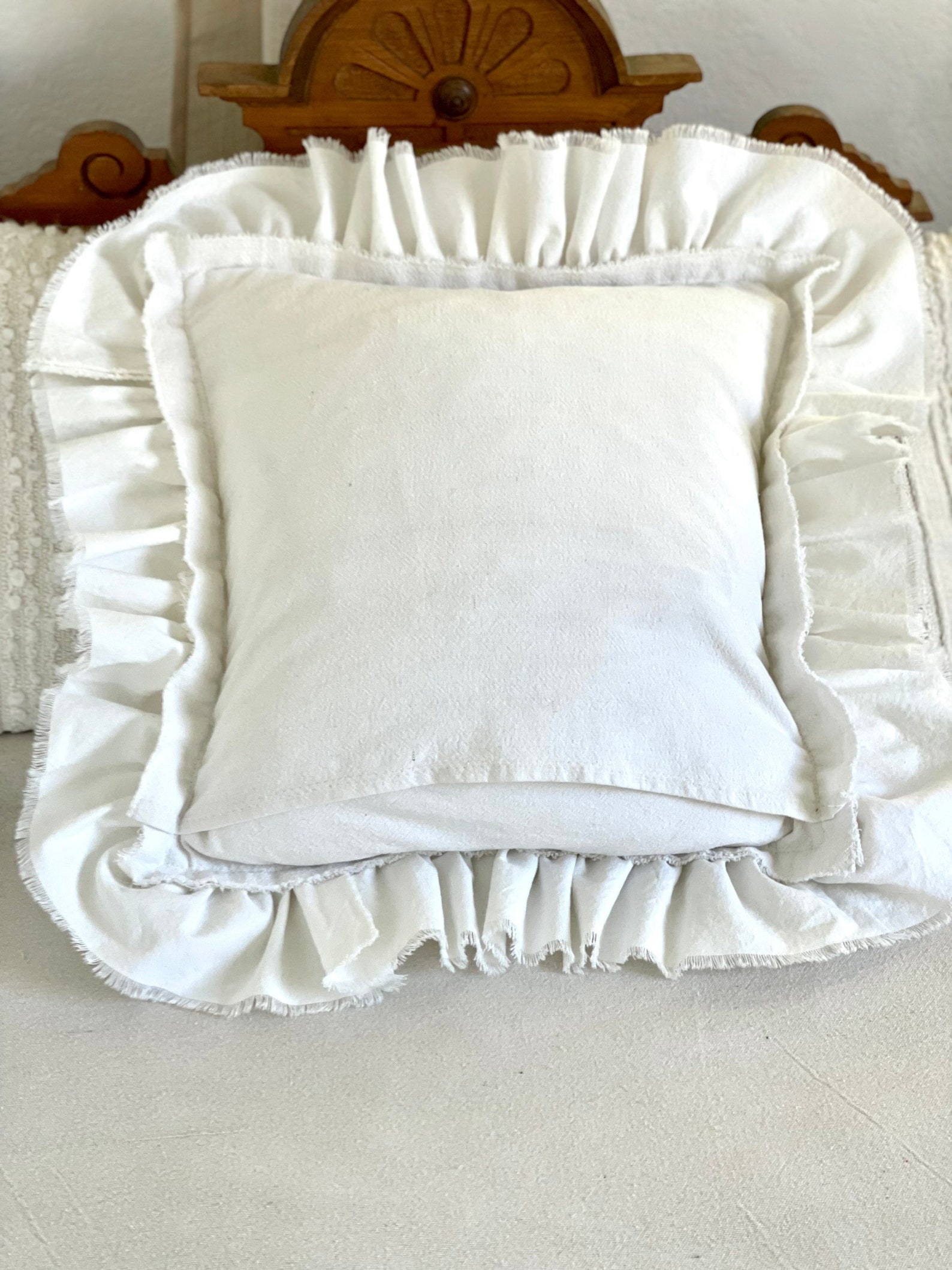 Custom Pillow Cover With Rustic Rufflesheart Pillowfrench - Etsy