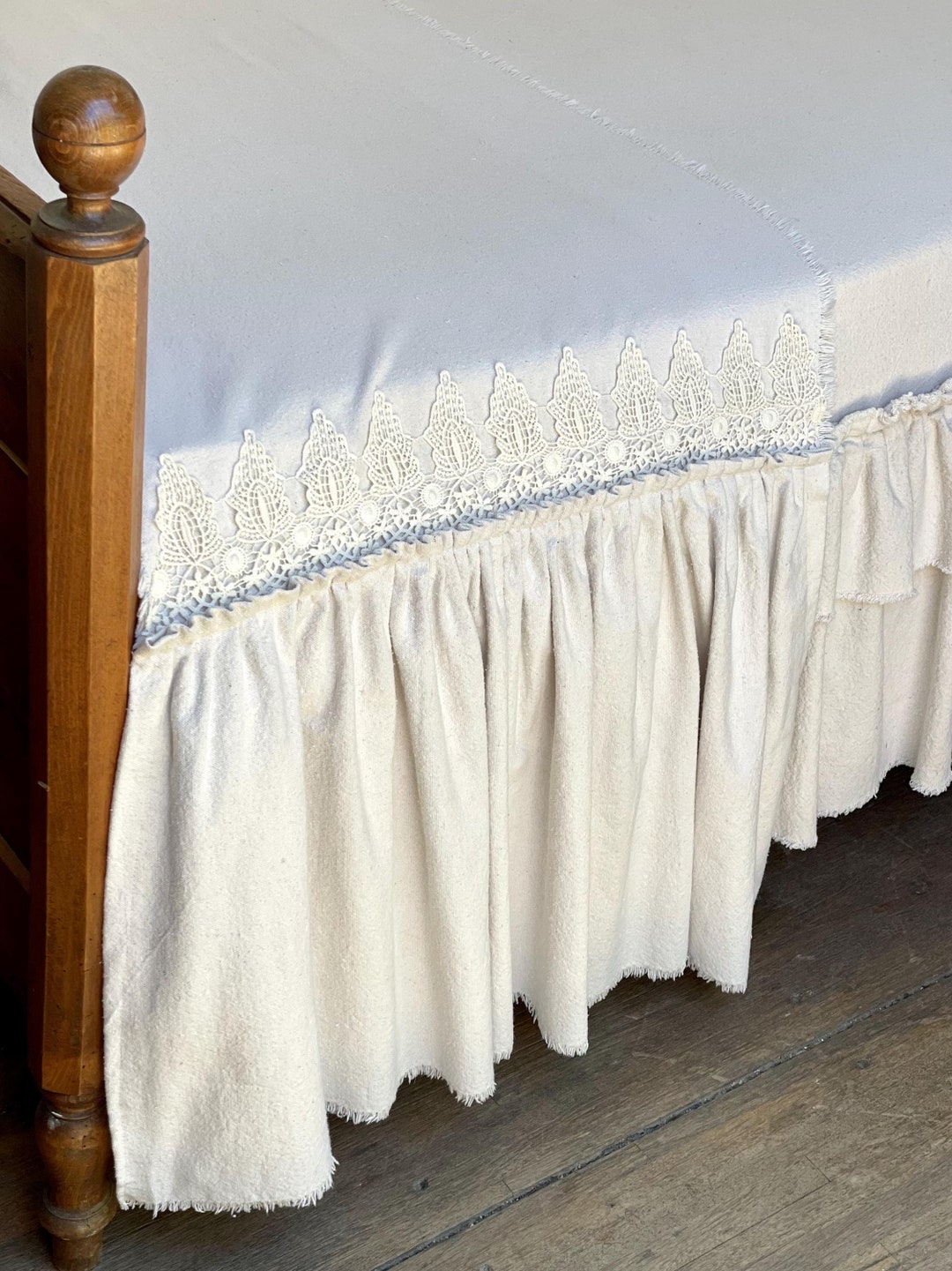 Custom Bed Scarf With Elegant Cotton Lace|bed Runner With Long Ruffle ...
