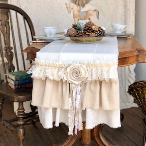 Custom Farmhouse Table Runner or Dresser Runner,multi Ruffle,ivory ...
