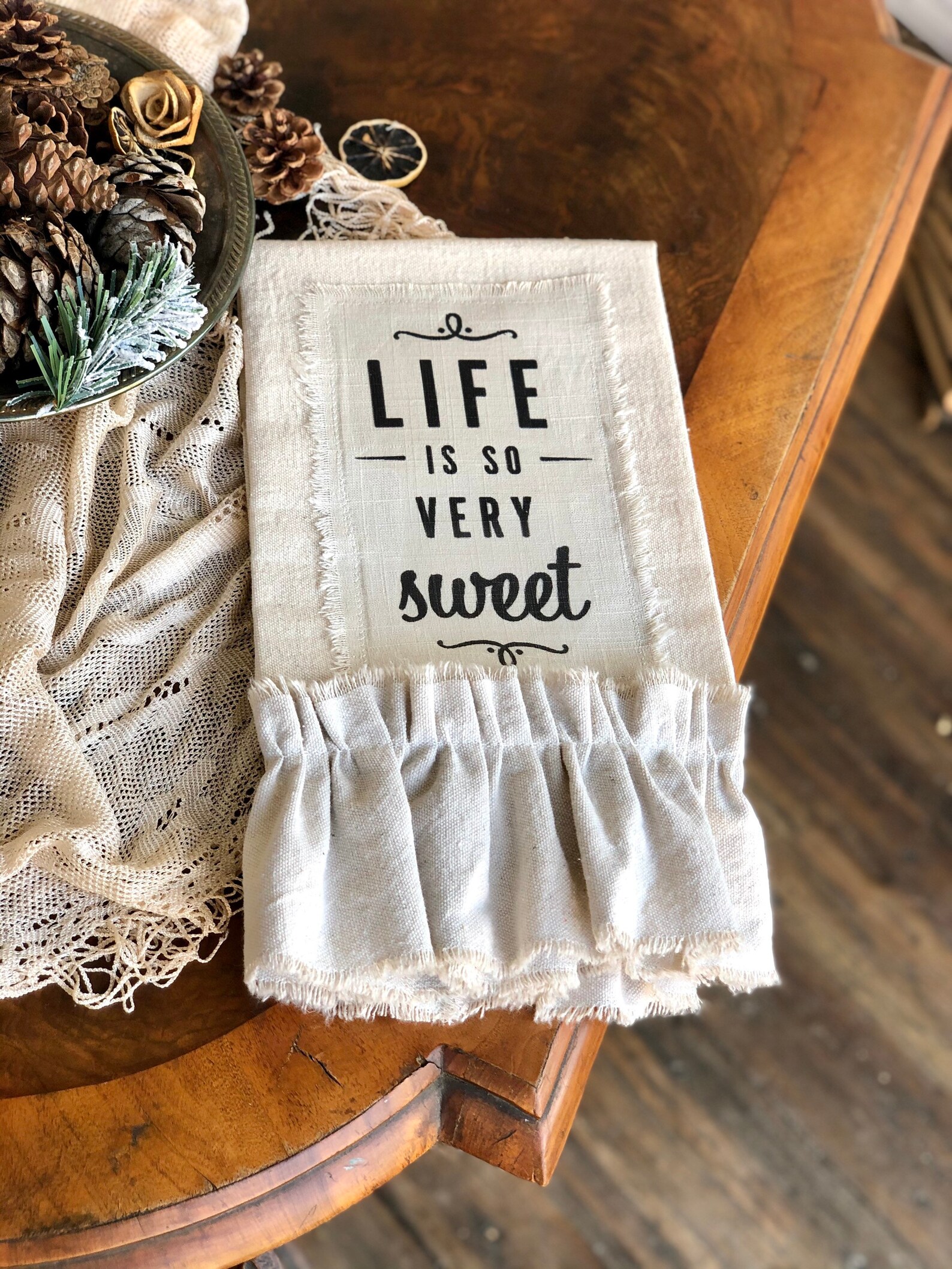 Unique Kitchen Towels w rufflesIvoryBathroom TOWELFunny | Etsy