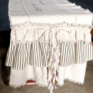 Custom Table Runner With Saying,multi Ruffle Table Runner,ivory White ...