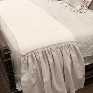 Custom Bed Scarf,bed Runner,long Ruffle,ivory White,linen Cotton Canvas ...