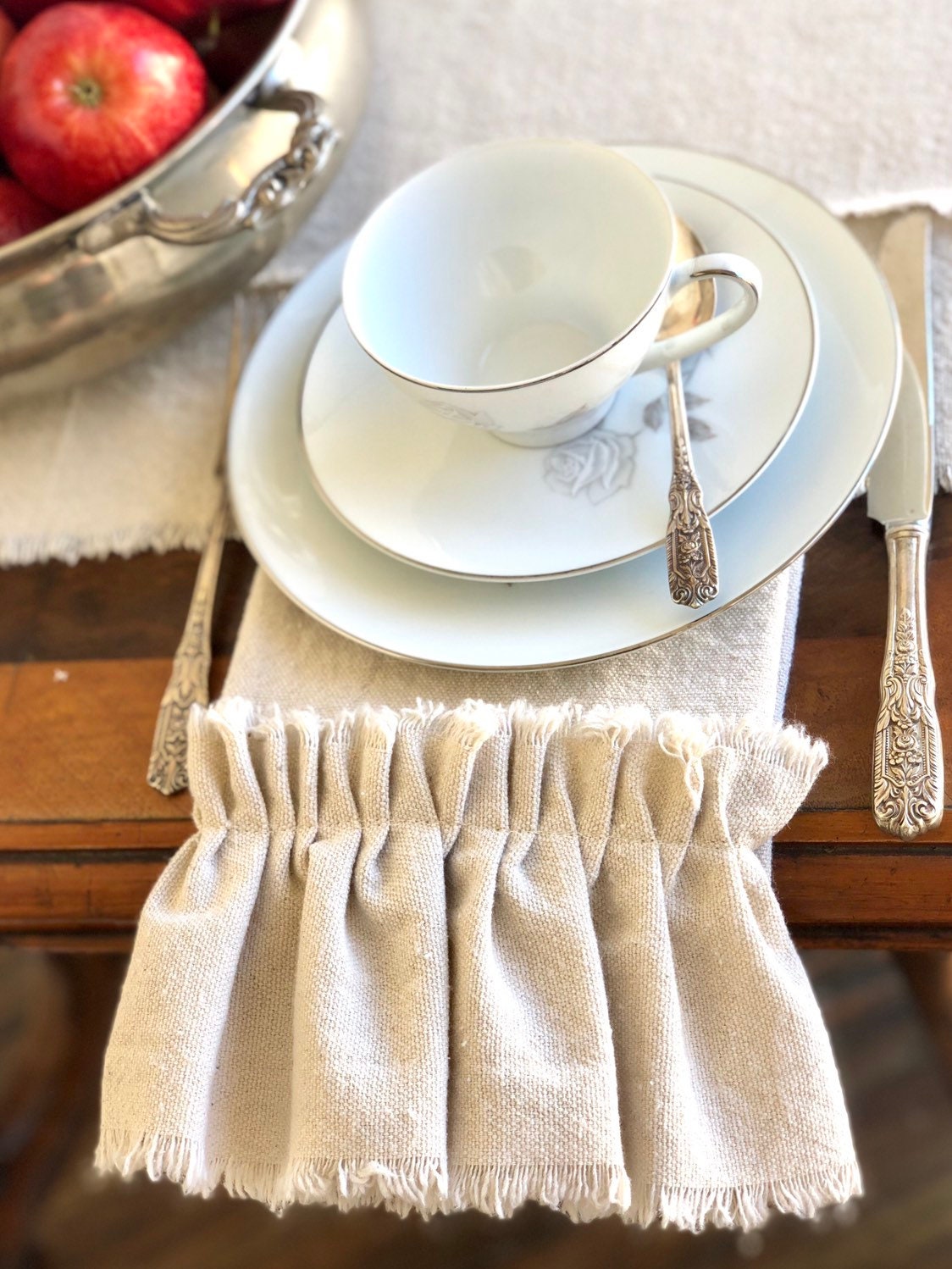 Modern Farmhouse Cotton Napkins,rustic Fringes Ruffled Napkin,soft ...