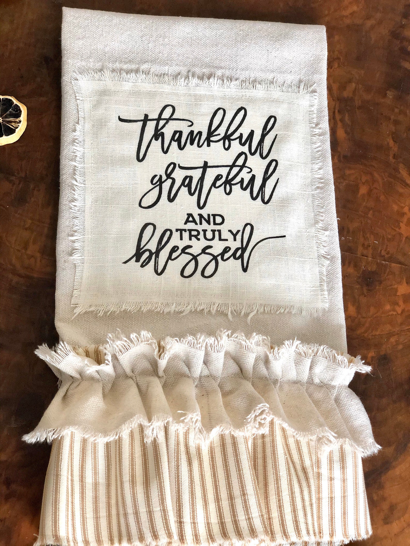 Unique Kitchen Towels With Ruffle,thankful,grateful,blessed,funny ...
