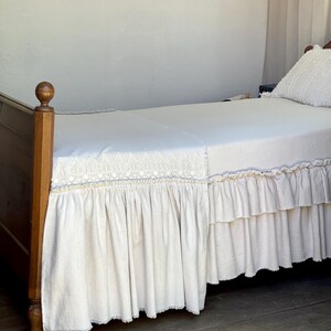 Custom Bed Scarf With Elegant Cotton Lace|bed Runner With Long Ruffle ...