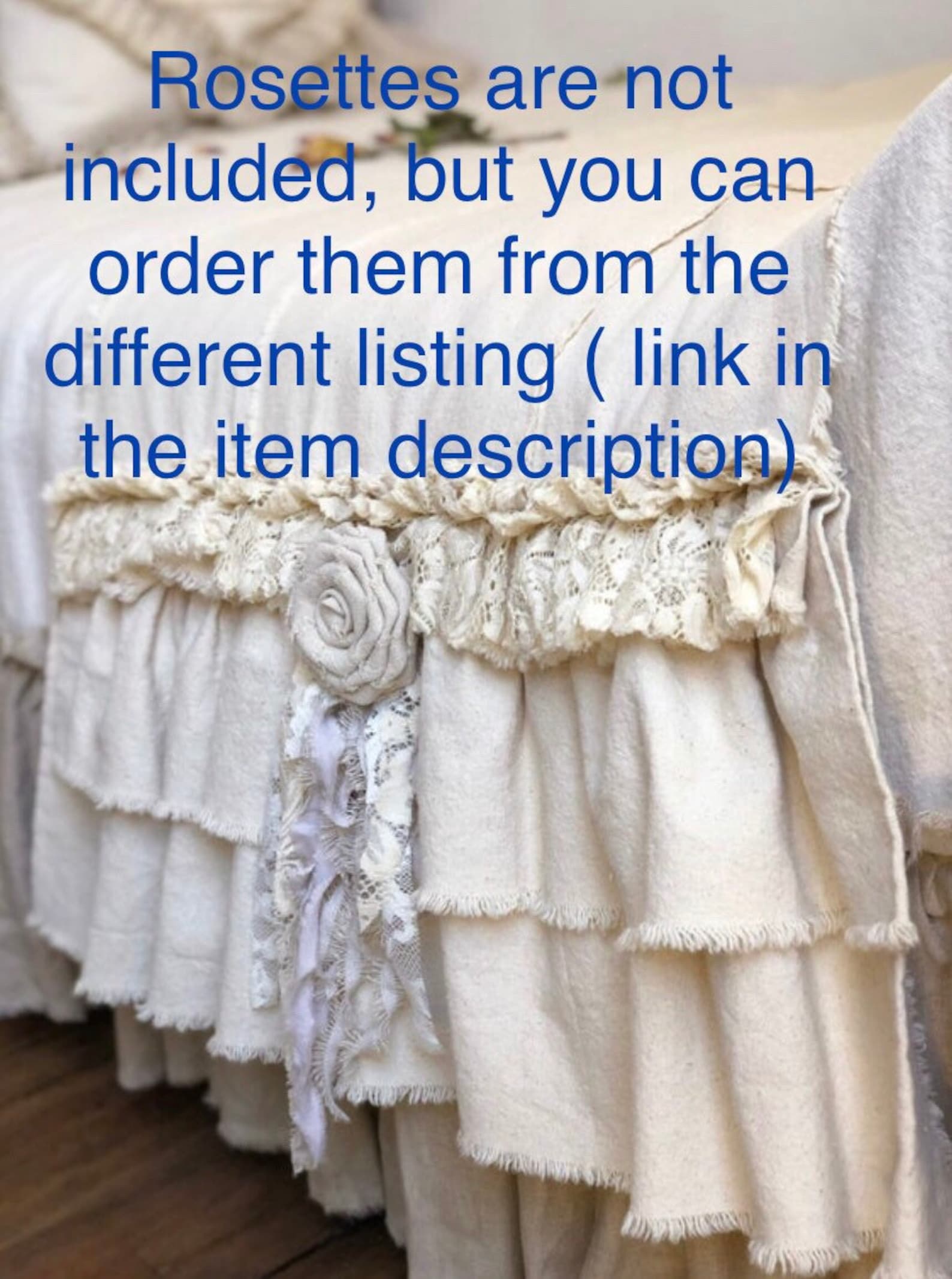 Custom Bed Scarf Bed Runner Long Multi Ruffle Ivory White Linen Cotton ...