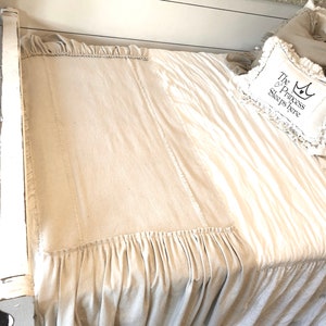 Custom Bed Scarf,bed Runner,long Ruffle,ivory White,linen Cotton Canvas ...