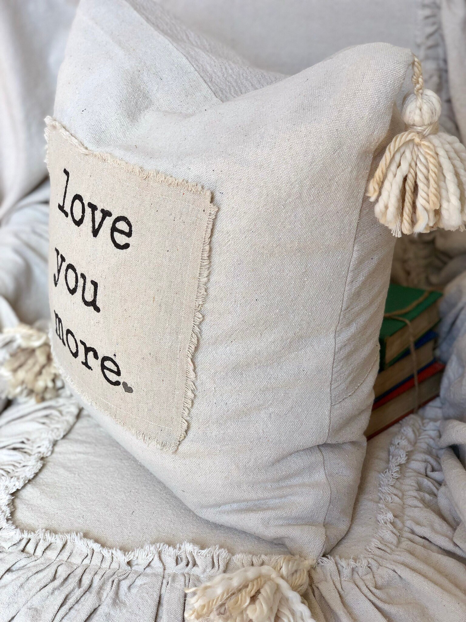 Custom Handmade Pillow Cover with SayingLove you moreIvory | Etsy