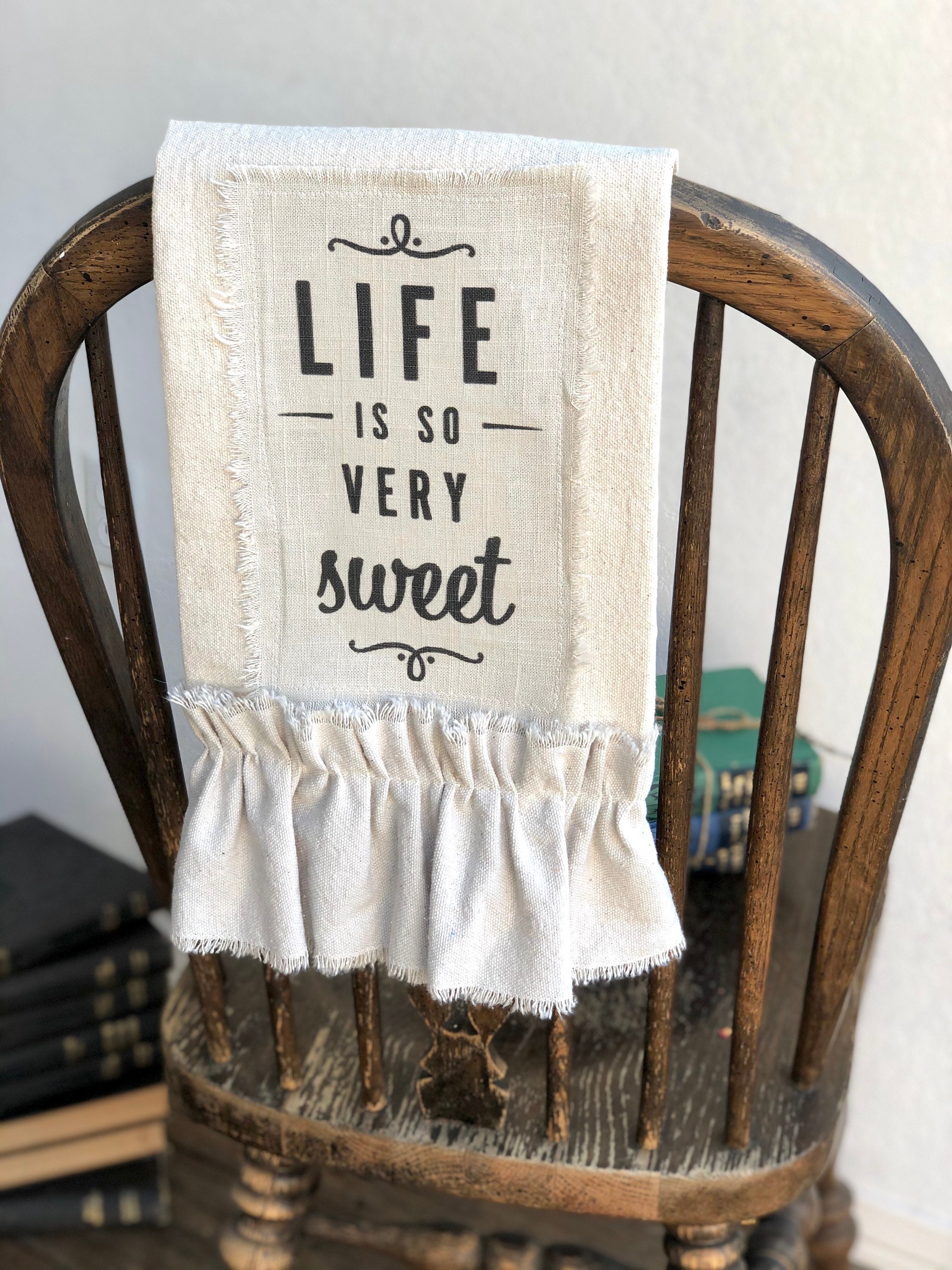 Unique Kitchen Towels w rufflesIvoryBathroom TOWELFunny | Etsy
