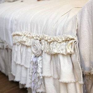 Custom Bed Scarf Bed Runner Long multi ruffle ivory White | Etsy