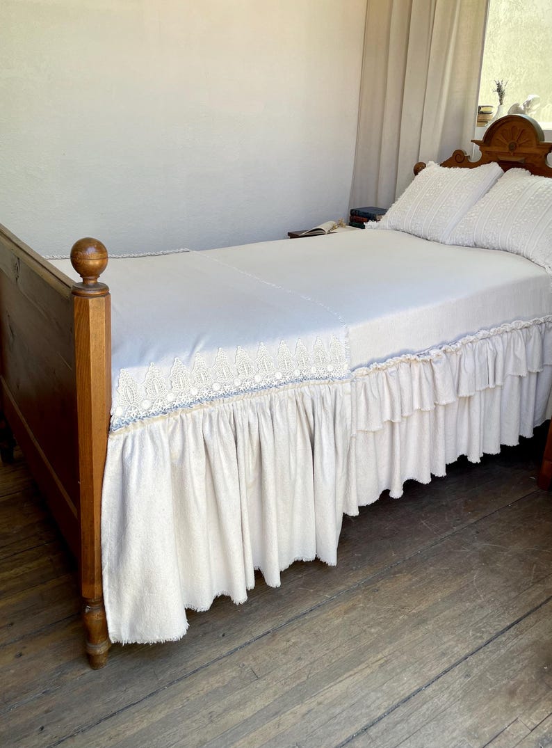 Custom Bed Scarf With Elegant Cotton Lace|bed Runner With Long Ruffle ...