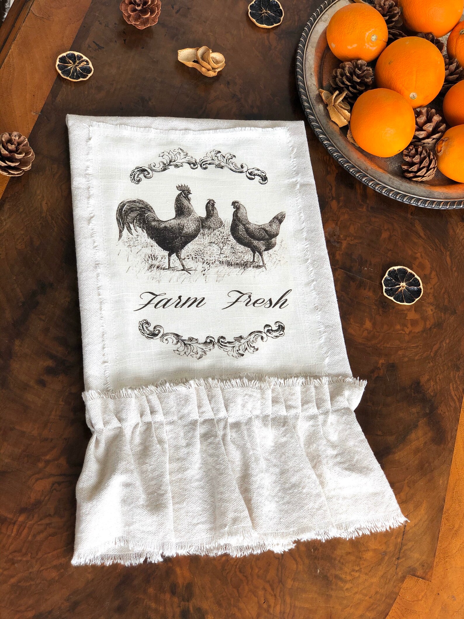 Unique Kitchen Towel w rufflesIvoryBathroom TOWELFunny | Etsy