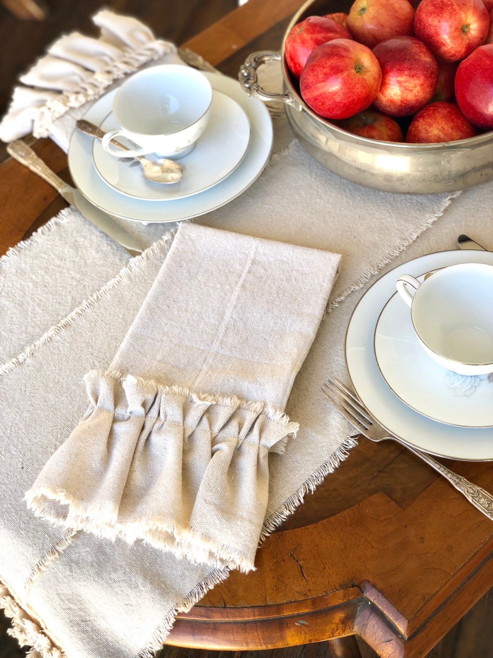Modern Farmhouse Cotton Napkins,rustic Fringes Ruffled Napkin,soft ...