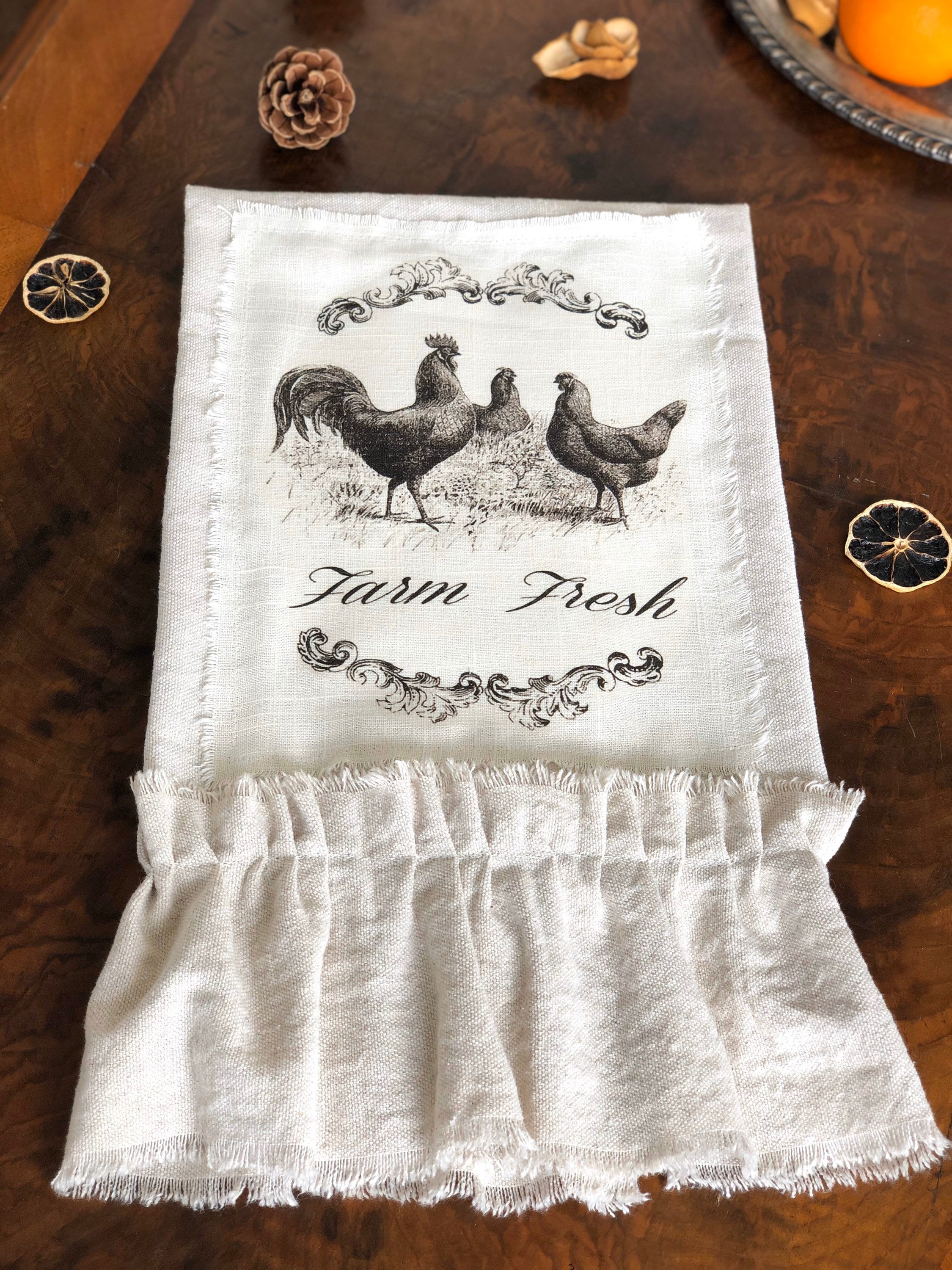Unique Kitchen Towel w rufflesIvoryBathroom TOWELFunny | Etsy
