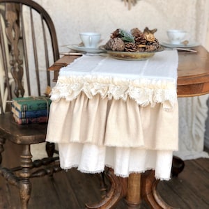 Custom Table Runner,raw Frayed Edge Multi Ruffle,table Runner,creamy ...