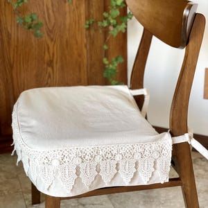 Custom Dining Chair Seat Cover With Lace|cotton Handmade Slipcover|fits ...