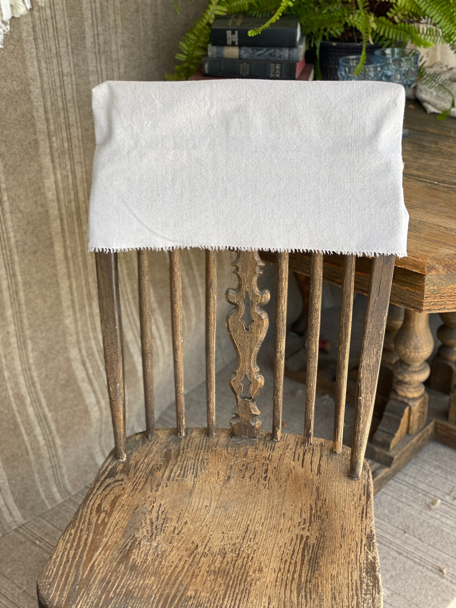 Custom Chair Back Cover,with Raw Frayed Edges Ruffles,ivory Cotton,back ...