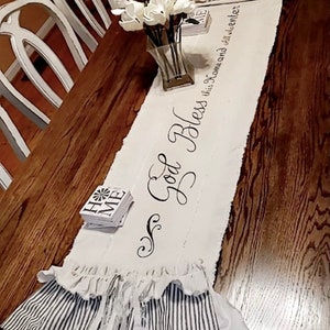 Custom Table Runner With Saying,multi Ruffle Table Runner,ivory White ...