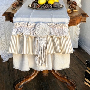 Custom Table Runner or Dresser Runner,multi Ruffle,ticking Ruffles ...