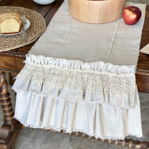 Custom Made Table Runner,dresser Runner With Ruffles and Lace,dining ...