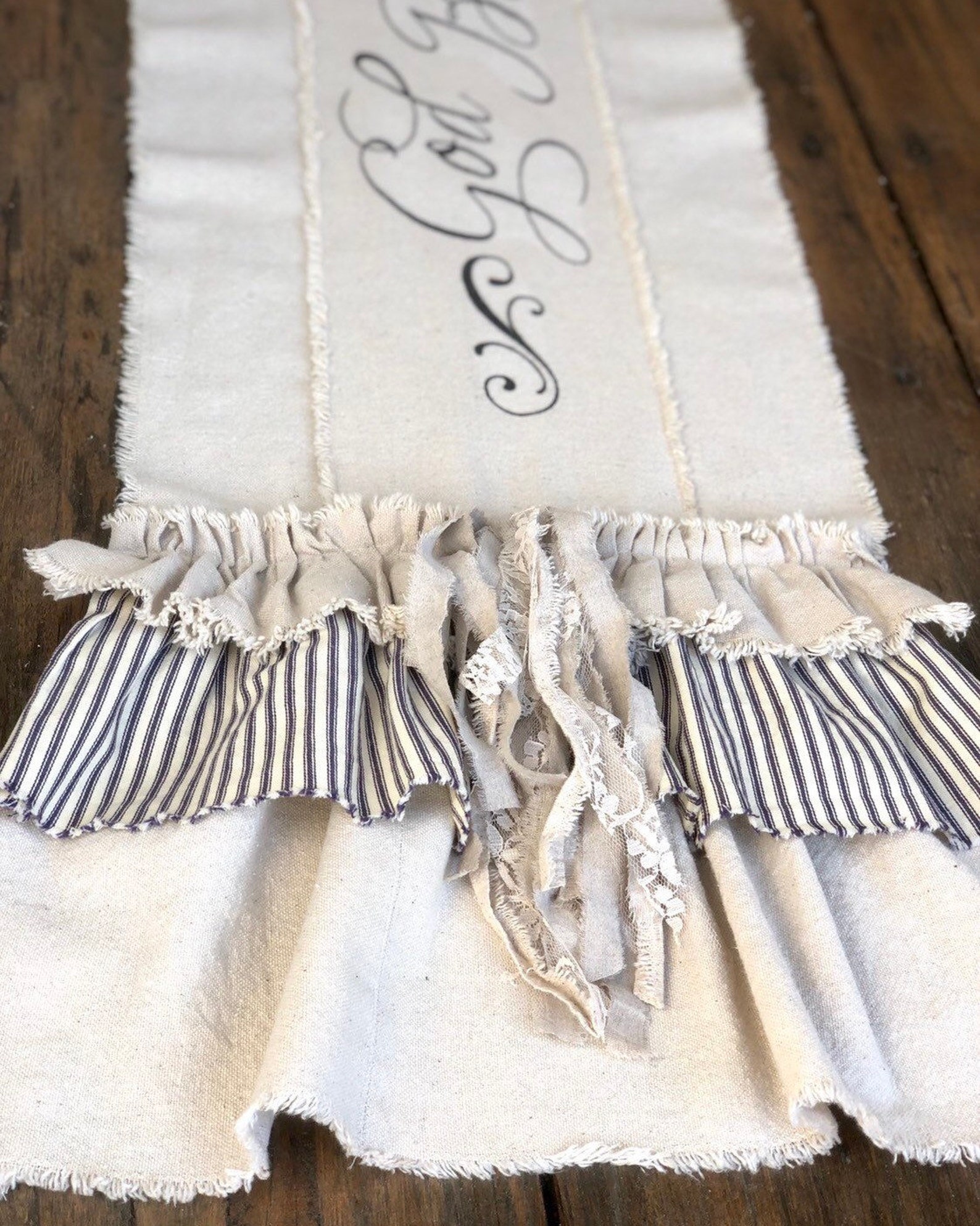 Custom Table Runner With Sayingmulti Ruffle Table - Etsy