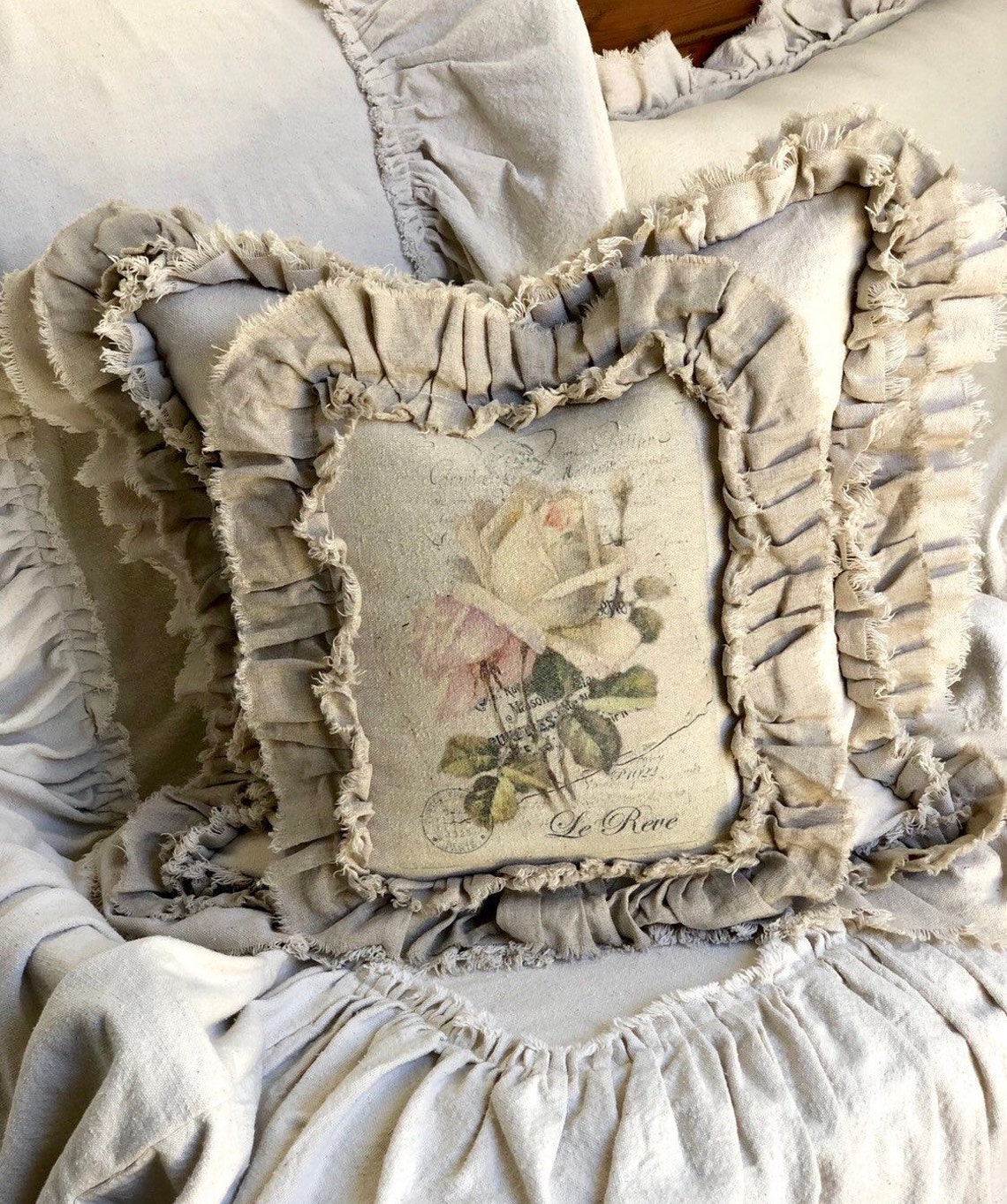 Custom Pillow Canvas Cover Case With Ruffles Sayings Rose - Etsy