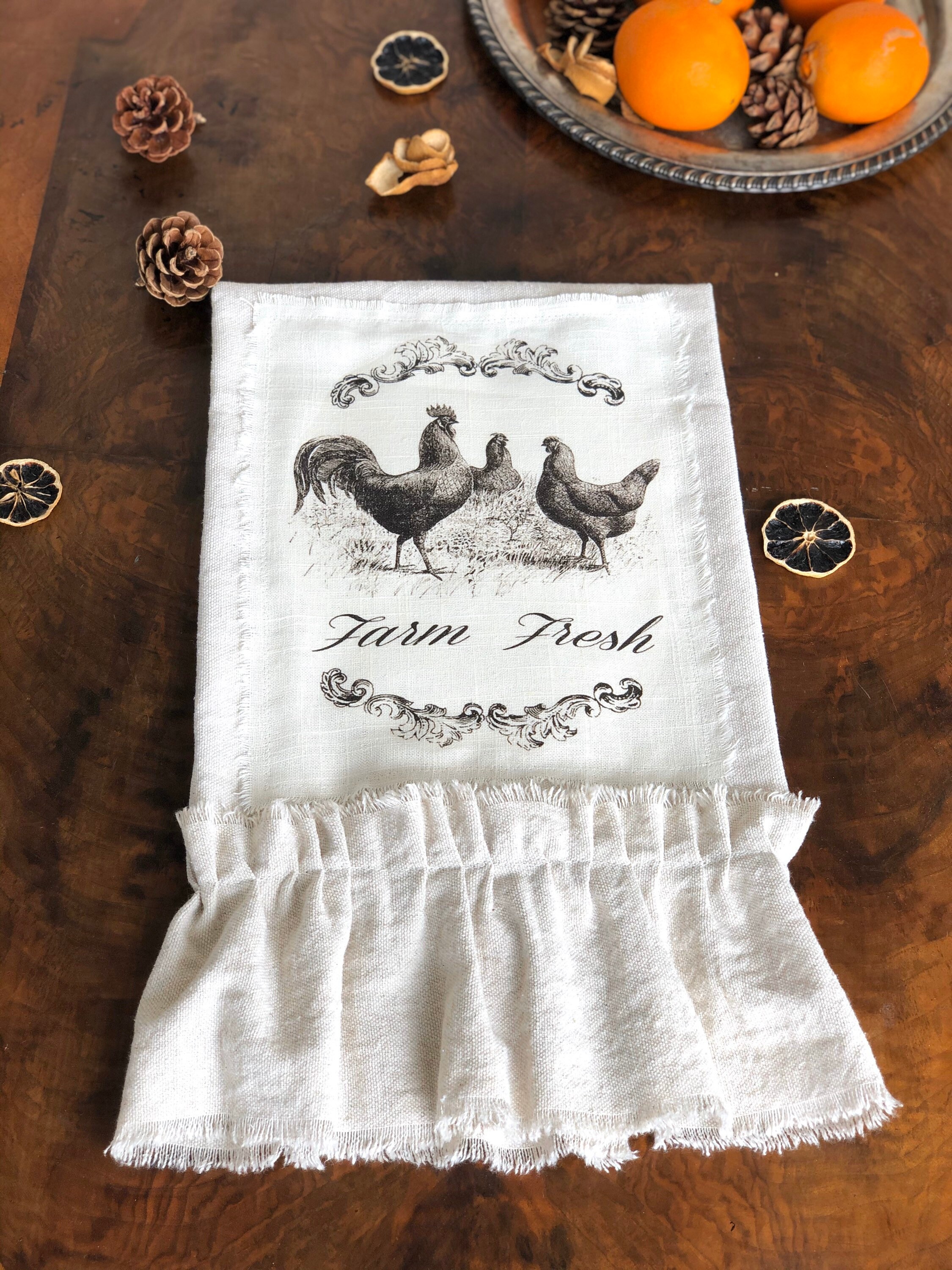 Unique Kitchen Towel w rufflesIvoryBathroom TOWELFunny | Etsy