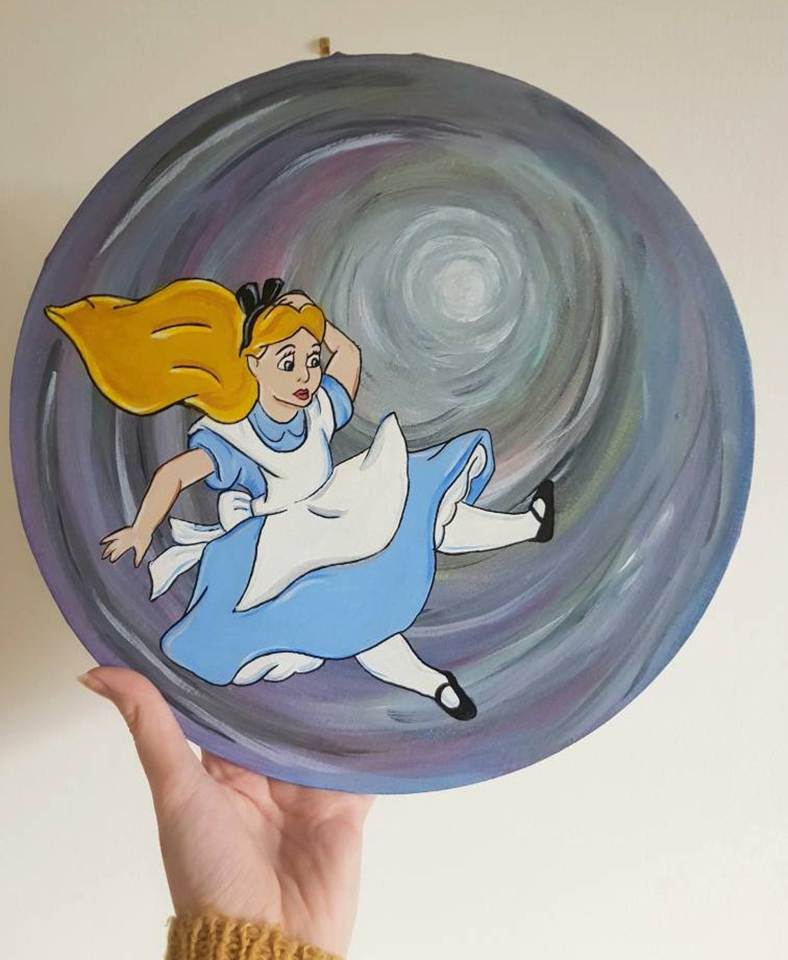 Alice in Wonderland Falling Down the Rabbit Hole Circle Painting ...