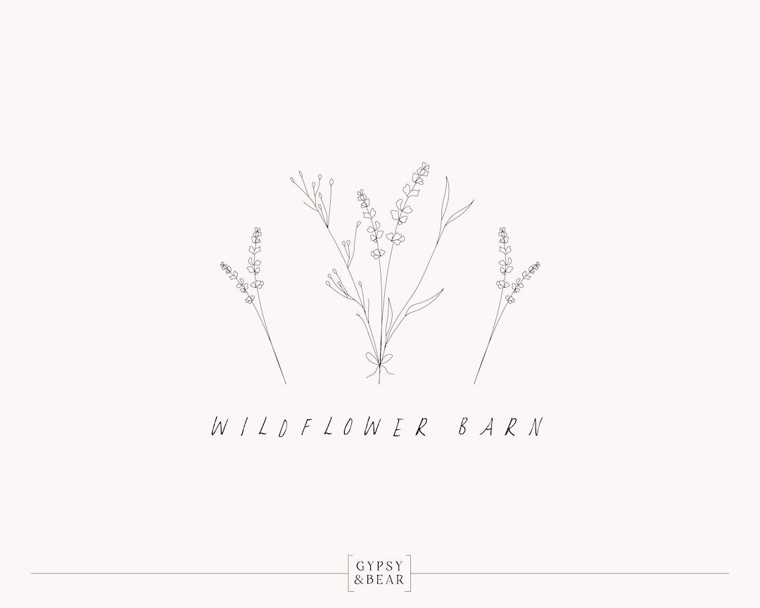 Premade Logo, Floral Logo, Wildflower Logo, Flower Logo, Florist Logo ...