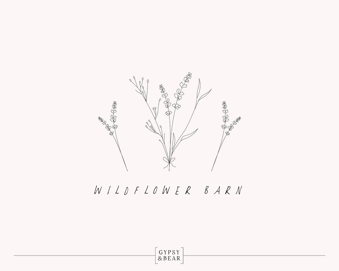 Premade Logo, Floral Logo, Wildflower Logo, Flower Logo, Florist Logo ...