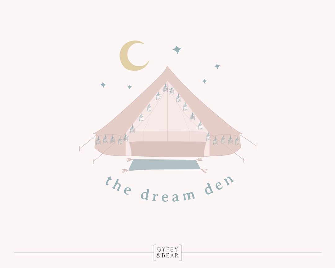 Premade Tent Logo, Hand Drawn Logo, Bell Tent Logo, Sleepover Logo ...