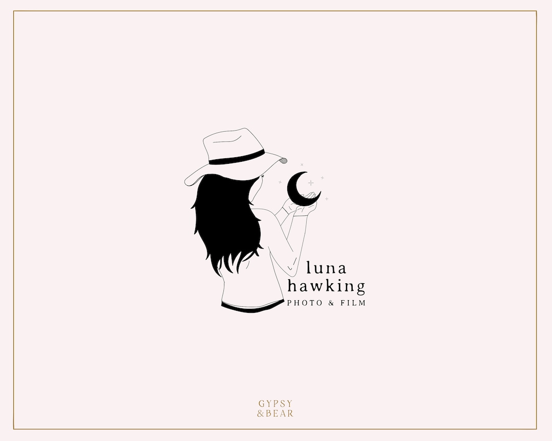 Premade Logo, Gypsy Logo, Moon Logo, Hand Drawn Logo, Magic Logo, Boho ...