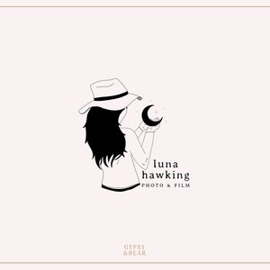 Premade Logo, Gypsy Logo, Moon Logo, Hand Drawn Logo, Magic Logo, Boho ...