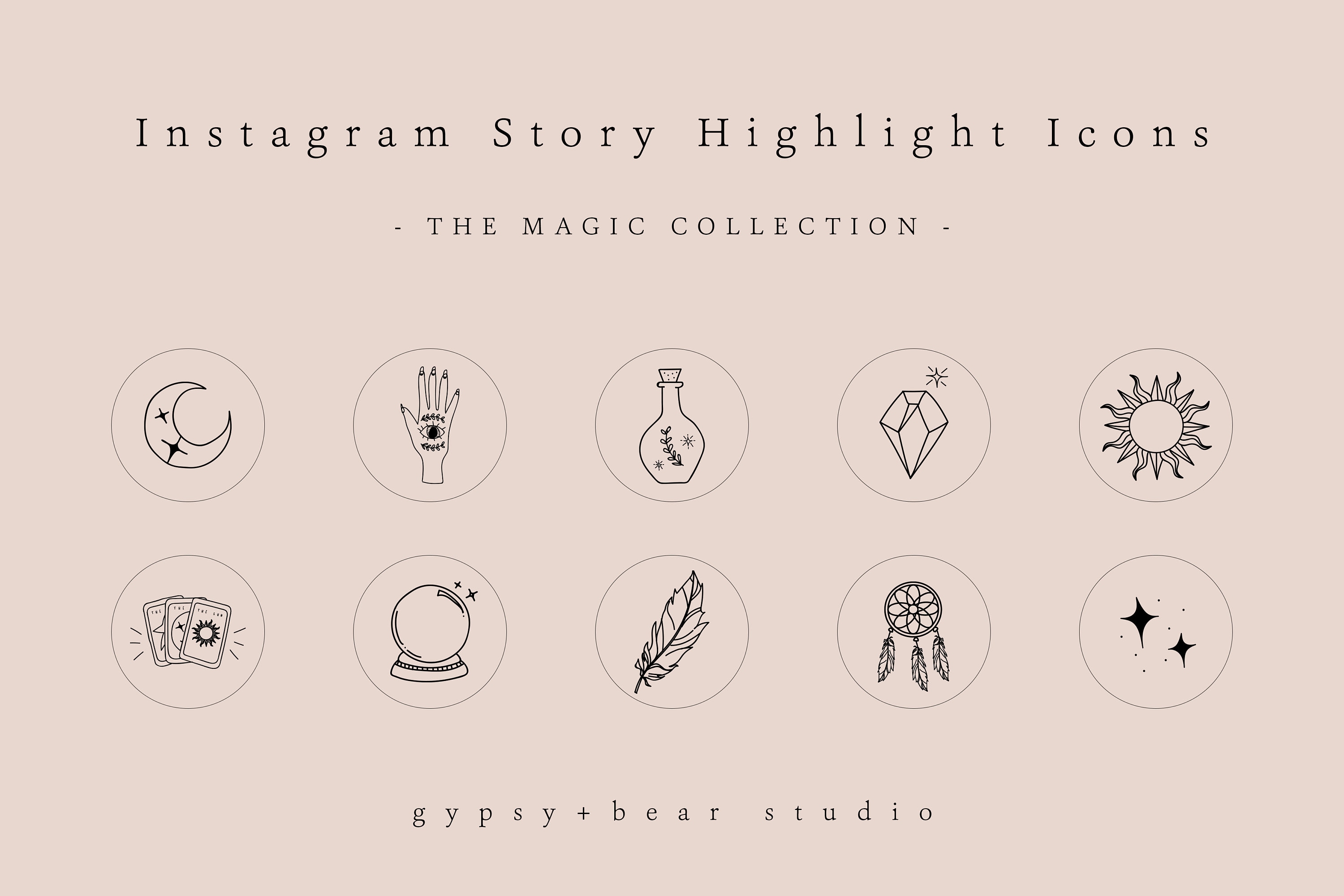 Store Graphics Hand Drawn Icons Magic Icons Instant Download Crystal ...