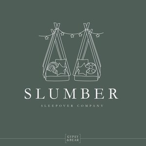 Premade Logo, Hand Drawn Logo, Tent Logo, Teepee Logo, Sleepover Logo ...