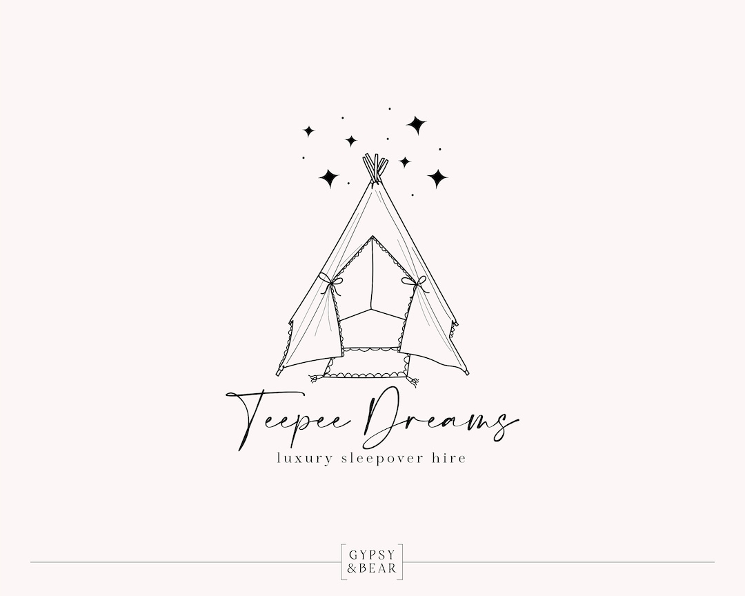 Premade Logo Hand Drawn Logo Teepee Logo. Glamping Logo - Etsy Australia