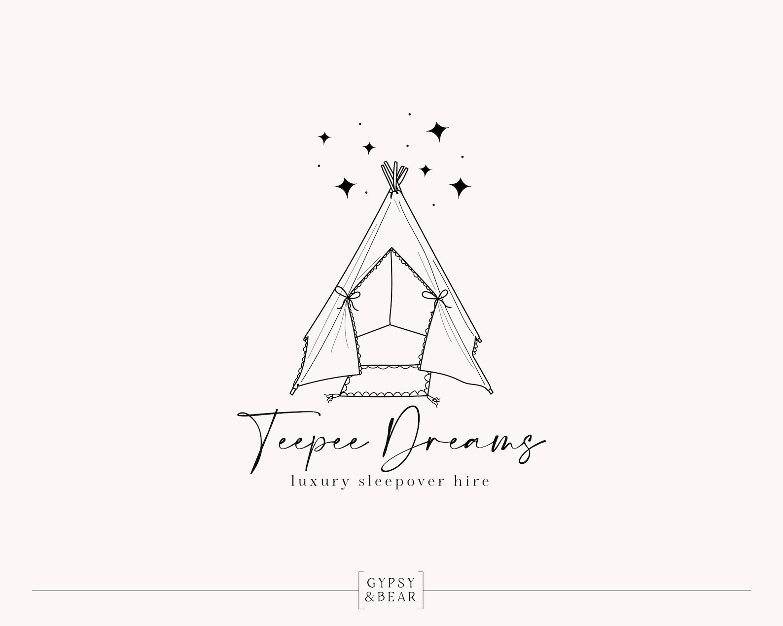 Premade Logo Hand Drawn Logo Teepee Logo. Glamping Logo - Etsy
