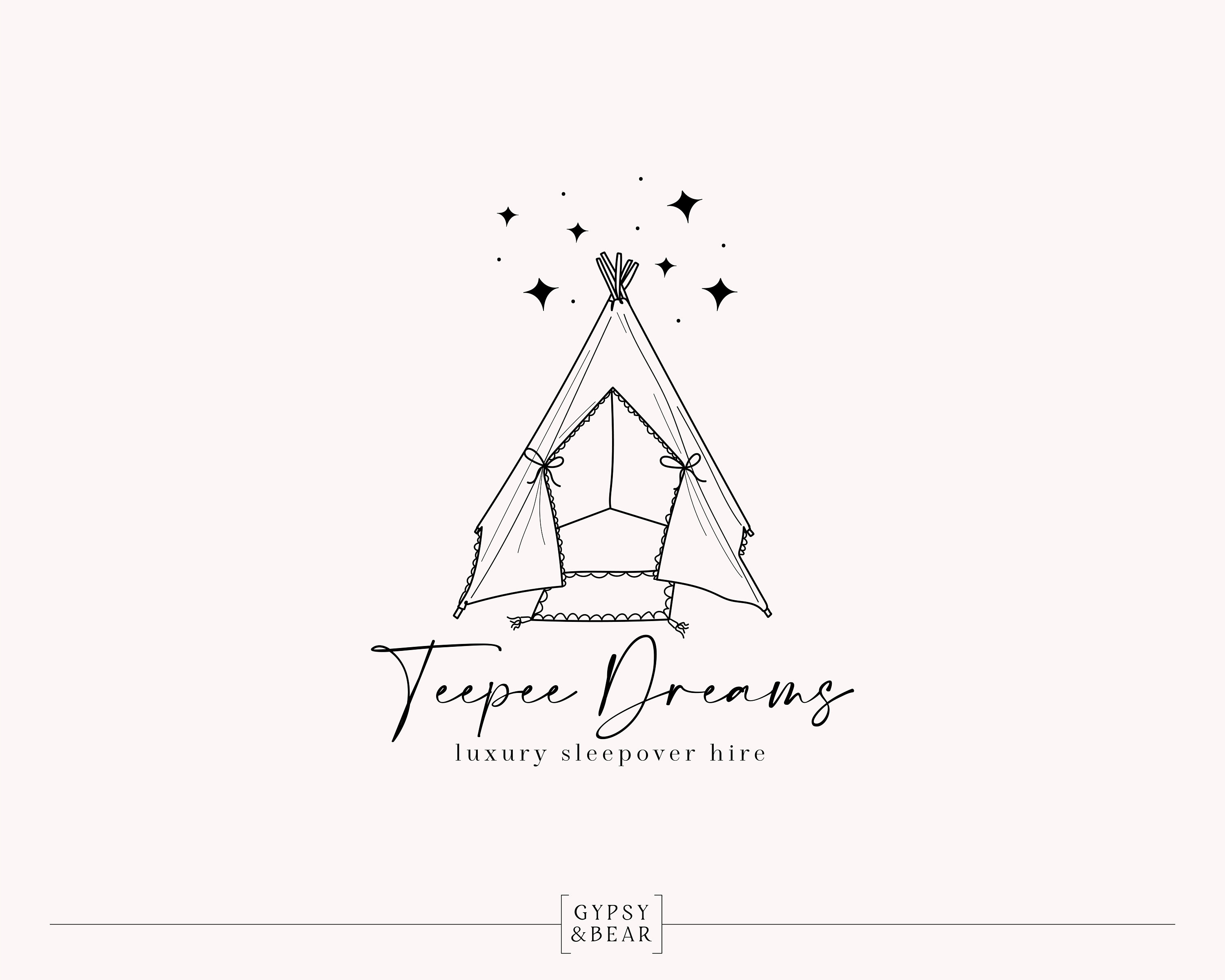 Premade Logo, Hand Drawn Logo, Teepee Logo. Glamping Logo, Camping Logo ...