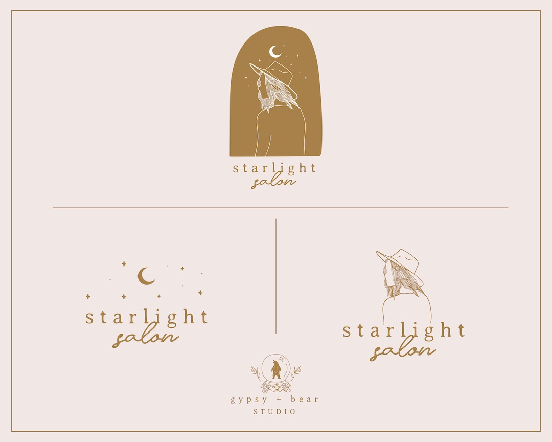 Premade Logo Set, Branding Kit, Boho Logo, Star Logo, Moon Logo ...