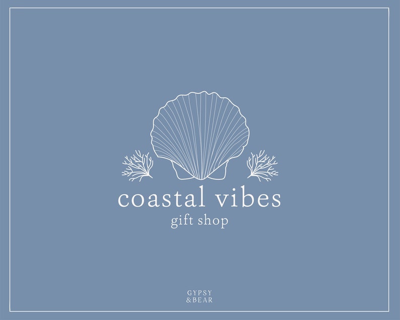 Premade Logo Seashell Logo Coastal Logo Clam Logo Oyster - Etsy