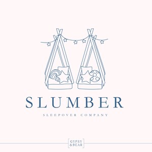 Premade Logo, Hand Drawn Logo, Tent Logo, Teepee Logo, Sleepover Logo ...