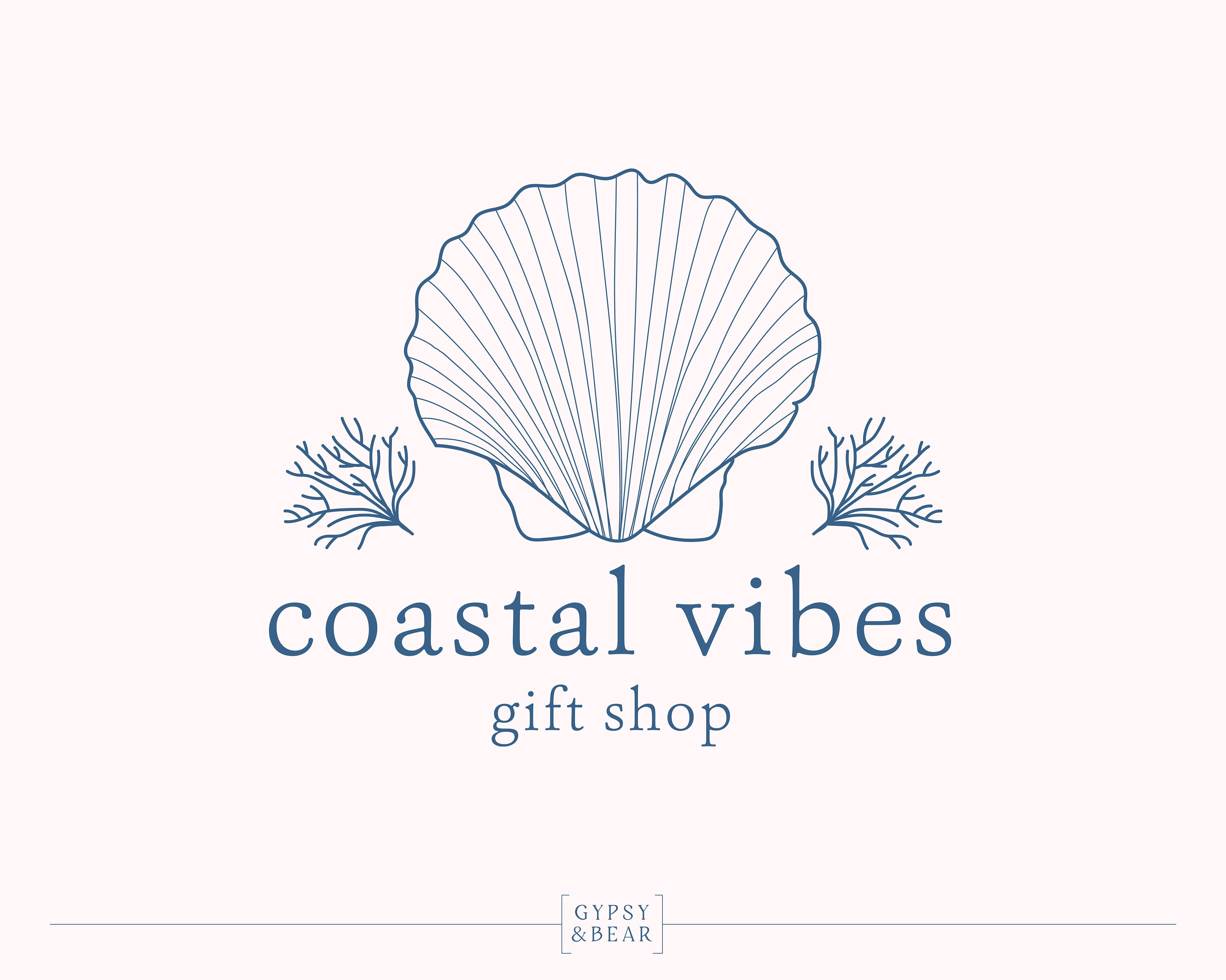 Premade Logo Seashell Logo Coastal Logo Clam Logo Oyster - Etsy UK