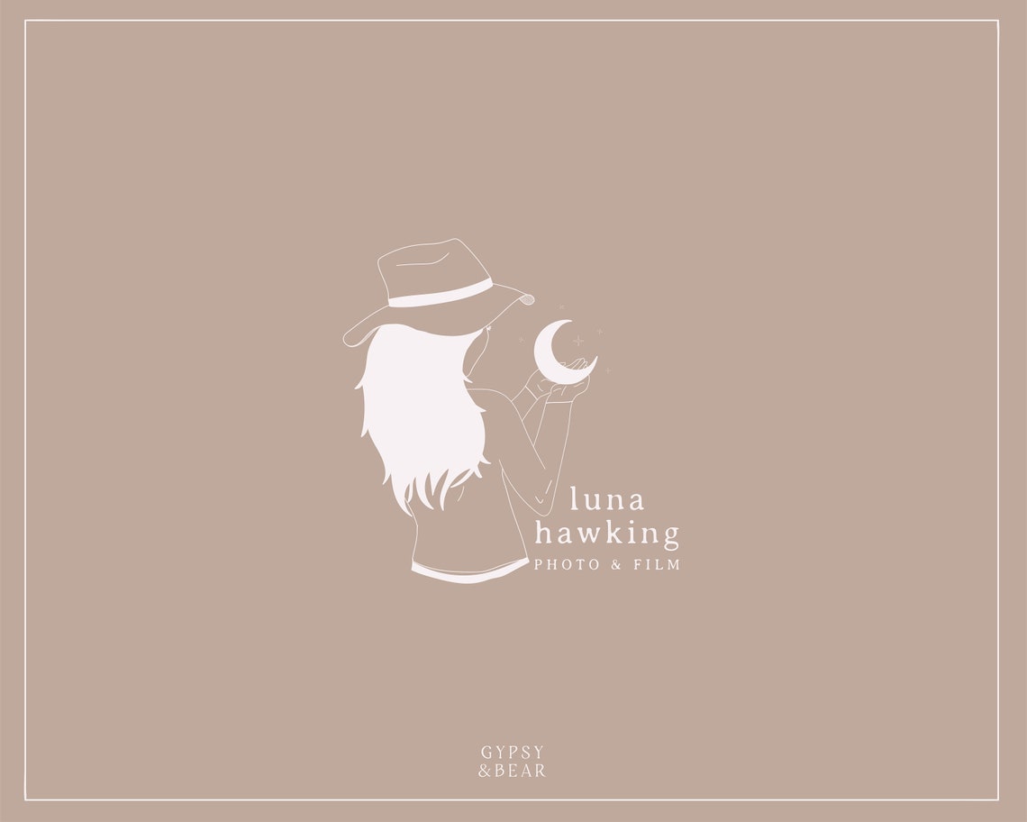 Premade Logo, Gypsy Logo, Moon Logo, Hand Drawn Logo, Magic Logo, Boho ...