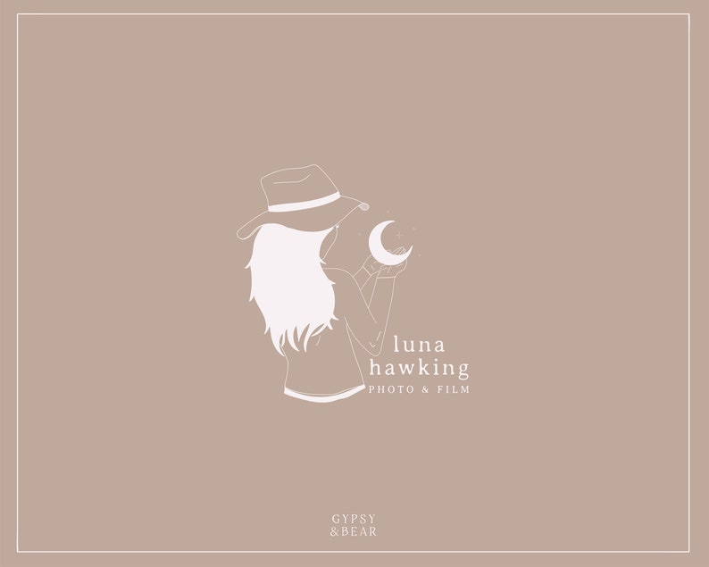 Premade Logo, Gypsy Logo, Moon Logo, Hand Drawn Logo, Magic Logo, Boho ...