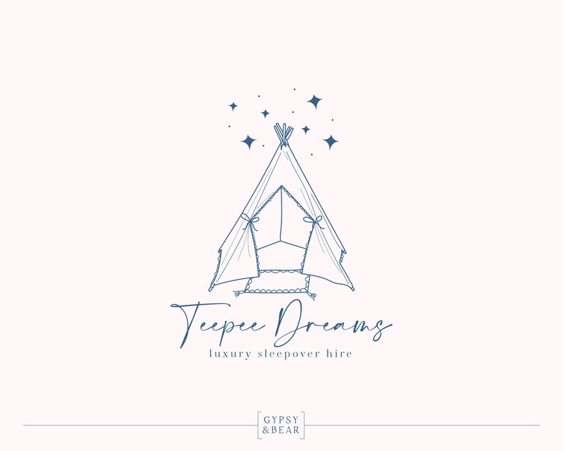 Premade Logo Hand Drawn Logo Teepee Logo. Glamping Logo - Etsy