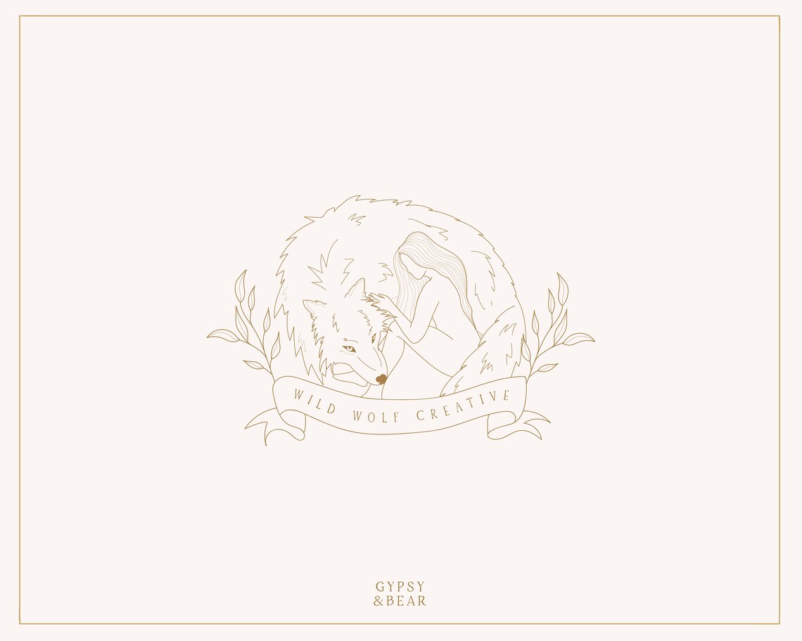 Premade Logo Wolf Logo Woman Logo Whimsical Logo Hand - Etsy UK