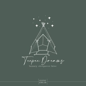 Premade Logo, Hand Drawn Logo, Teepee Logo. Glamping Logo, Camping Logo ...